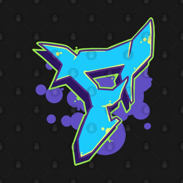 Letter F - Graffiti Street Art Style Blue - Graffiti Letter - T-Shirt ...