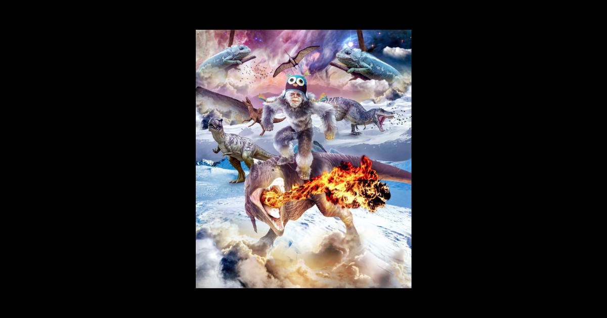 Bigfoot Yeti Sasquatch Riding Dinosaur - Bigfoot Yeti Sasquatch Riding ...