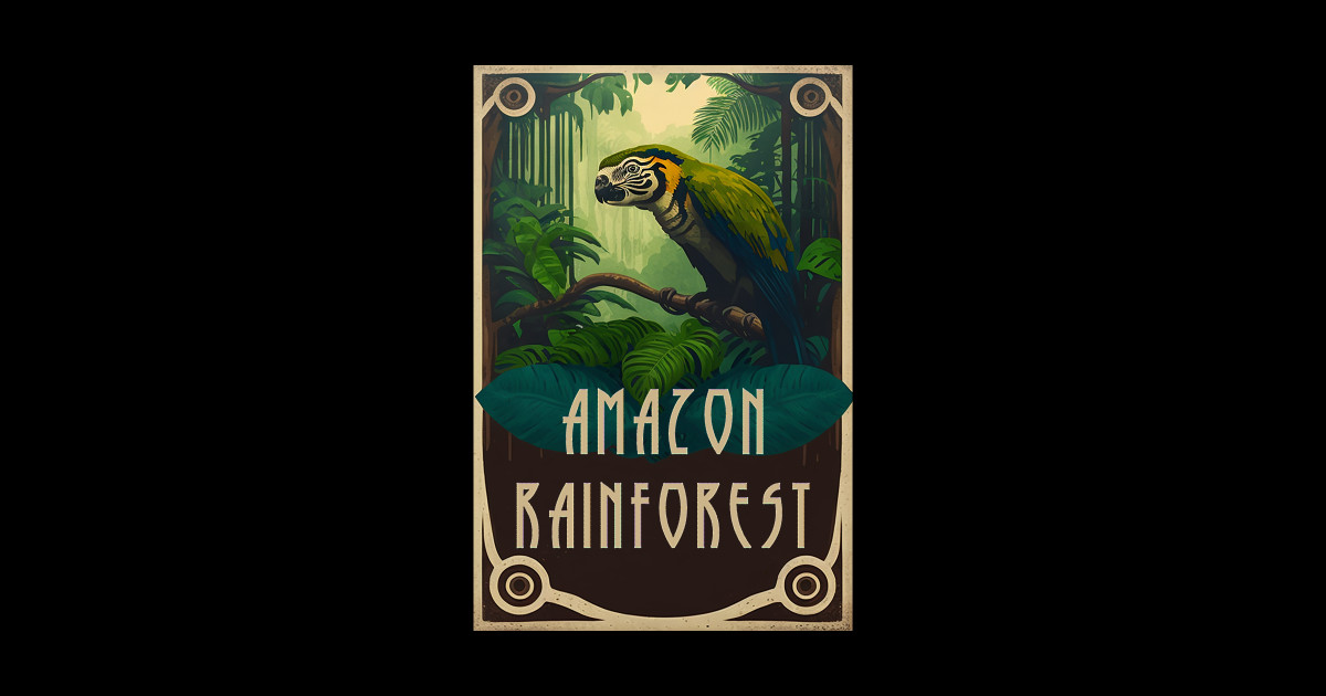 Amazon Rainforest Vintage Travel Art Poster - Amazon - Posters and Art ...