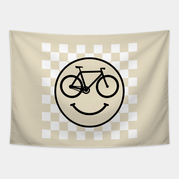 Bicycle Happy Smiley Bike Face Checkers - Bicycle - Tapestry | TeePublic