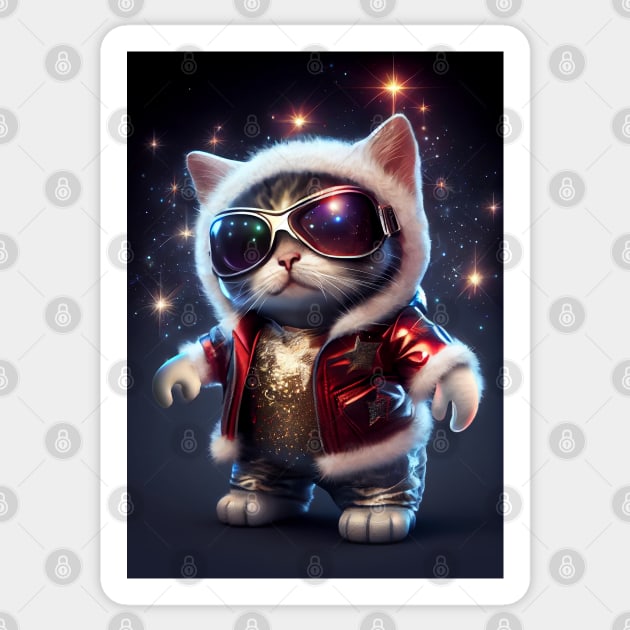 Cute Cosmic Cat - Anime Art design - Cute Cat - Sticker | TeePublic