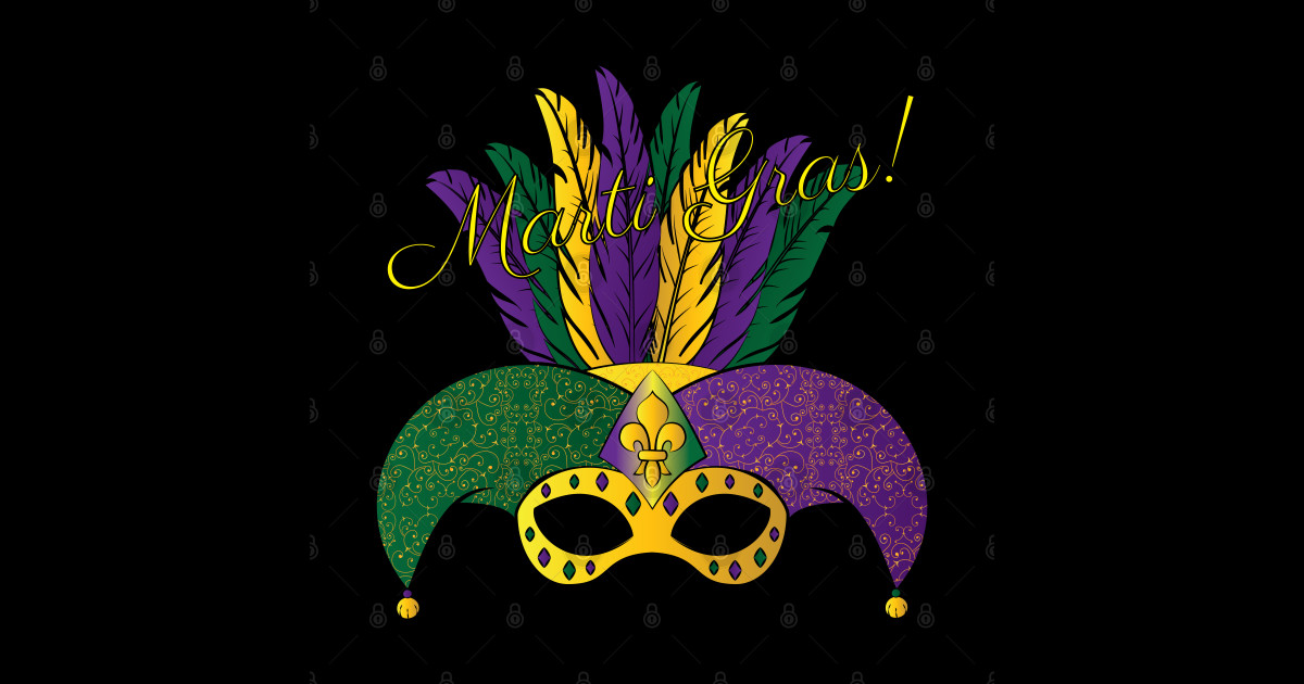 Mardi Gras Feathered Joker Mask - Mardi Gras Festival - Sticker | TeePublic