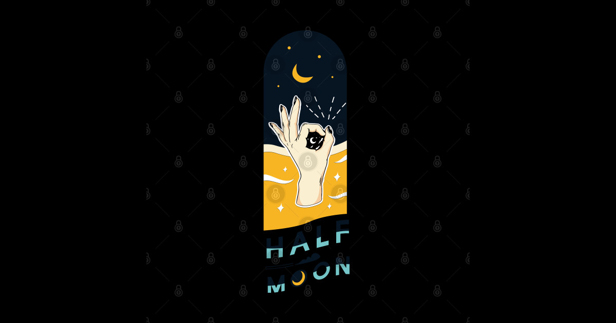 Half Moon - Moon - Sticker | TeePublic