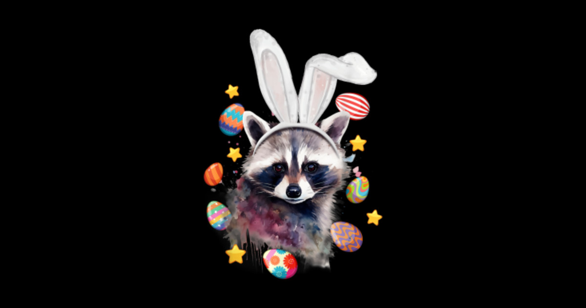 Cute Happy Easter Bunny Raccoon Panda Animal Raccoon Lover - Bunny ...