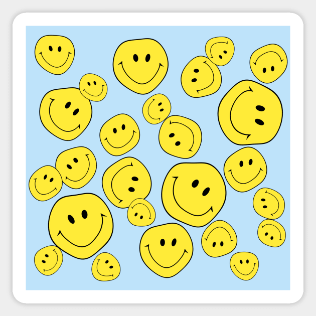 Smiley Face Stickers (Yellow) - Smiley Face - Sticker | TeePublic