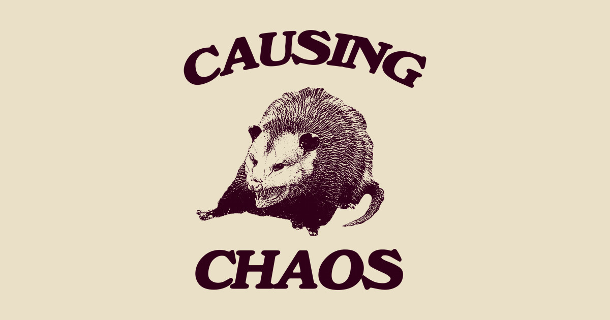 Opossum causing chaos shirt, Funny Possum Meme - Opossum Causing Chaos ...