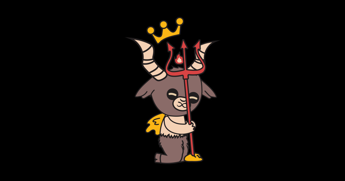 Cute Little Satan Goat with Crown and Trident - Satan - Sticker | TeePublic
