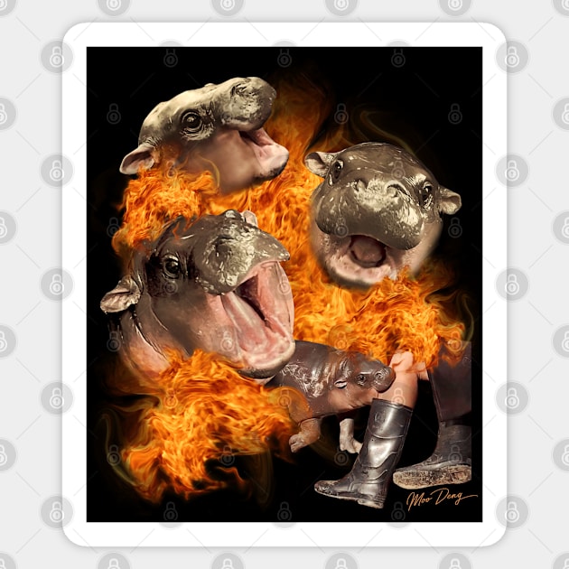 Moo Deng Is Fire! - Moo Deng - Sticker | TeePublic