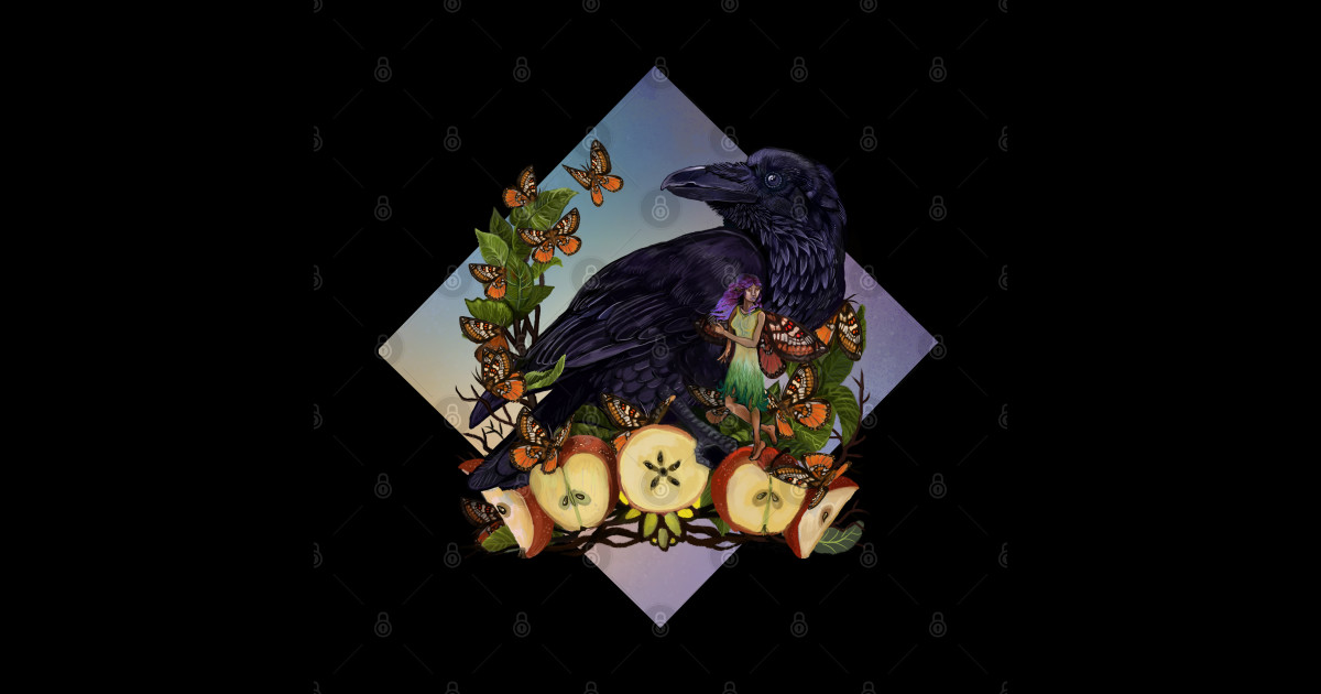 Enchanted Fantasy Raven and Faery - Raven - Sticker | TeePublic