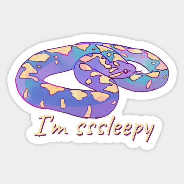 Cute watercolor snake I'm sleepy - Stay Back - Sticker | TeePublic