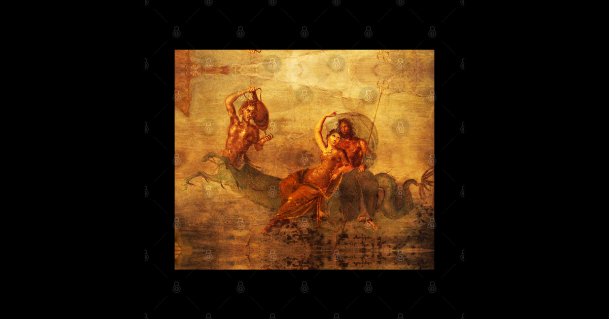 NEPTUNE AND AMPHITRITE WITH A HIPPOCAMPUS Pompeii Roman Fresco ...
