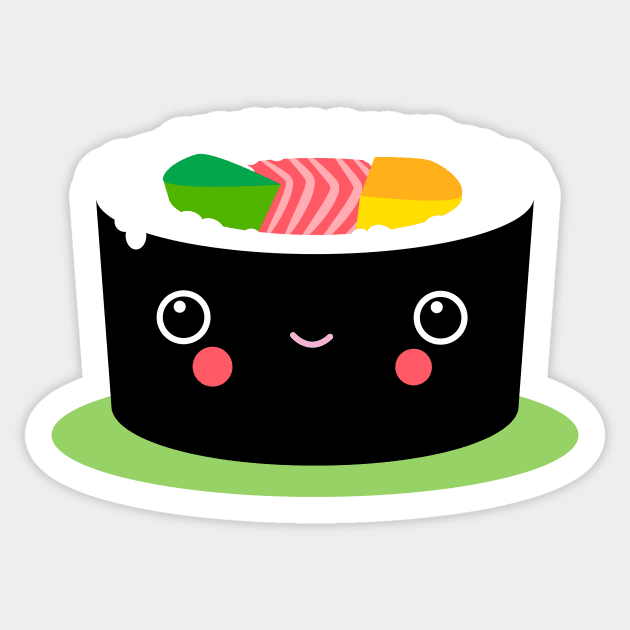 Kawaii Illustration Maki Sushi - Kawaii - Sticker | TeePublic