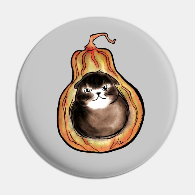 Cat in the pumpkin - Cat - Pin | TeePublic