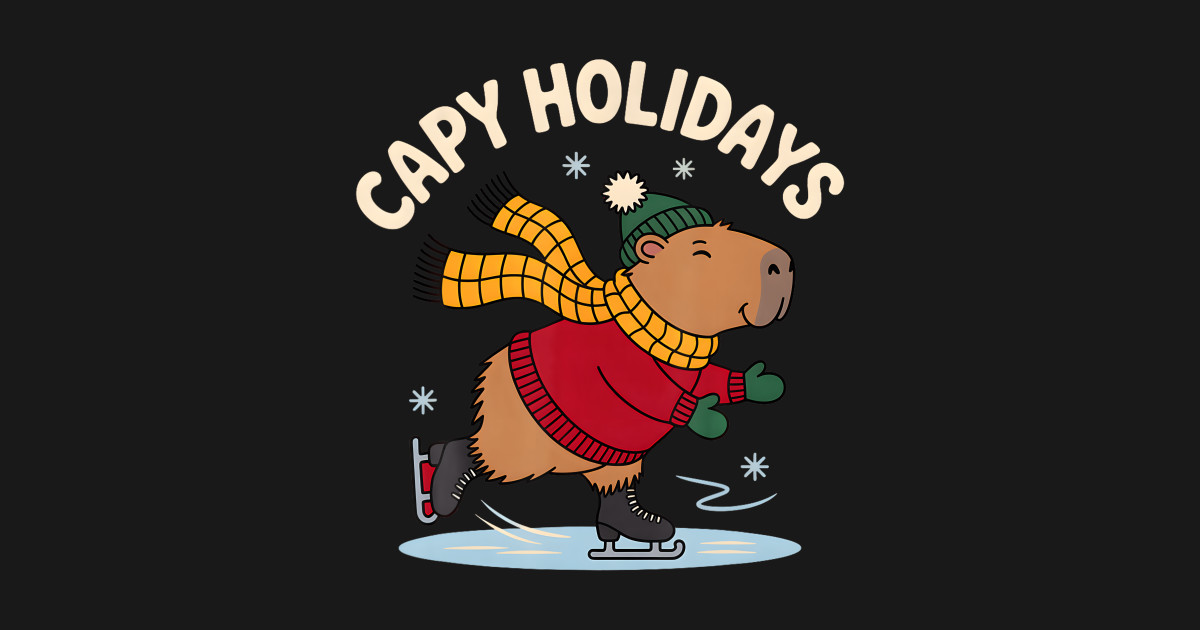 Ca Ice Skating Capybara - Funny Xmas Capybara - T-Shirt | TeePublic