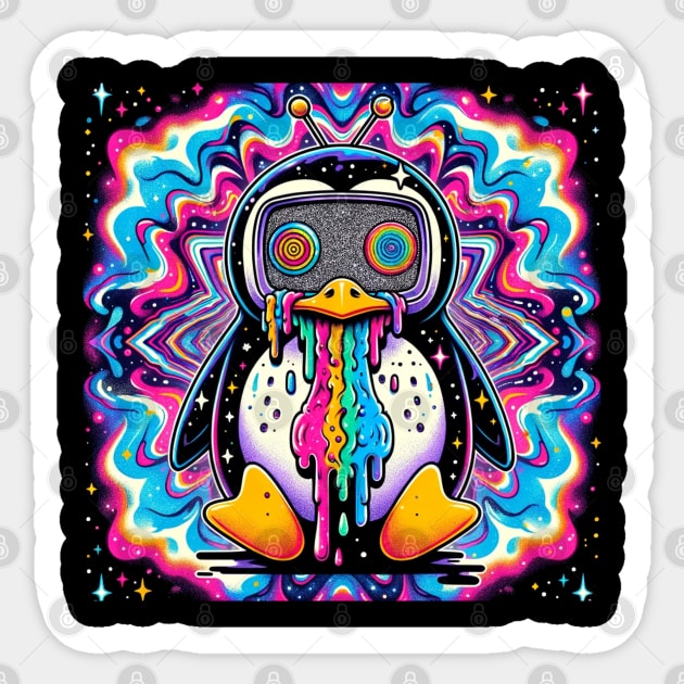 trippy alien penguin - Trippy - Sticker | TeePublic
