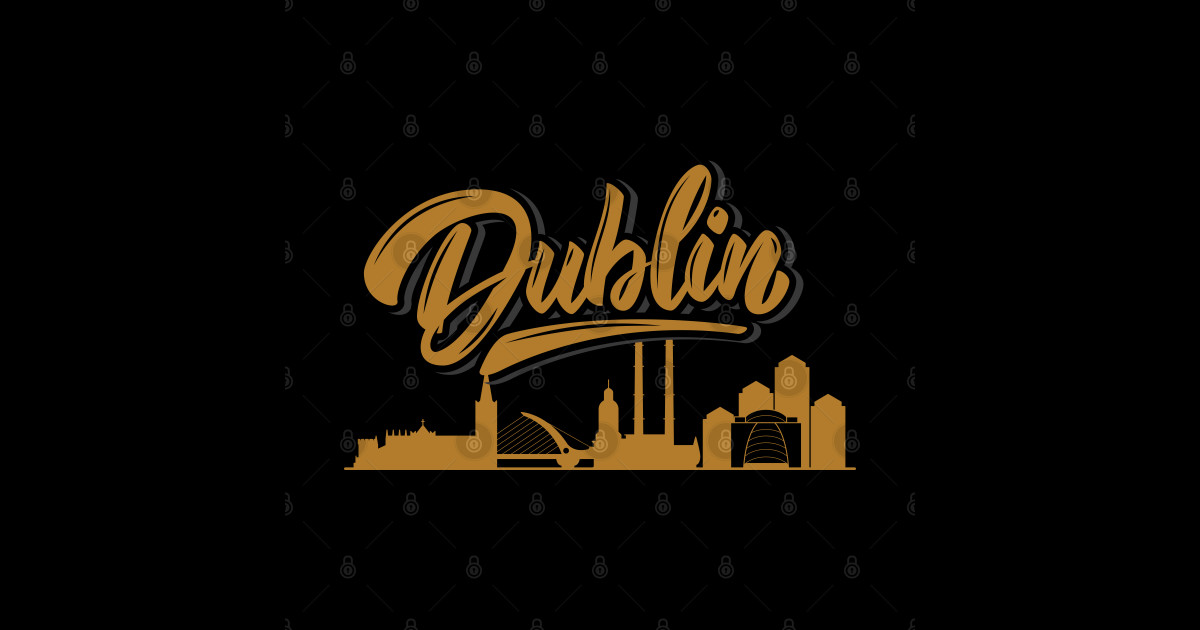 Dublin Panorama Ireland Gold - Dublin - Sticker | TeePublic