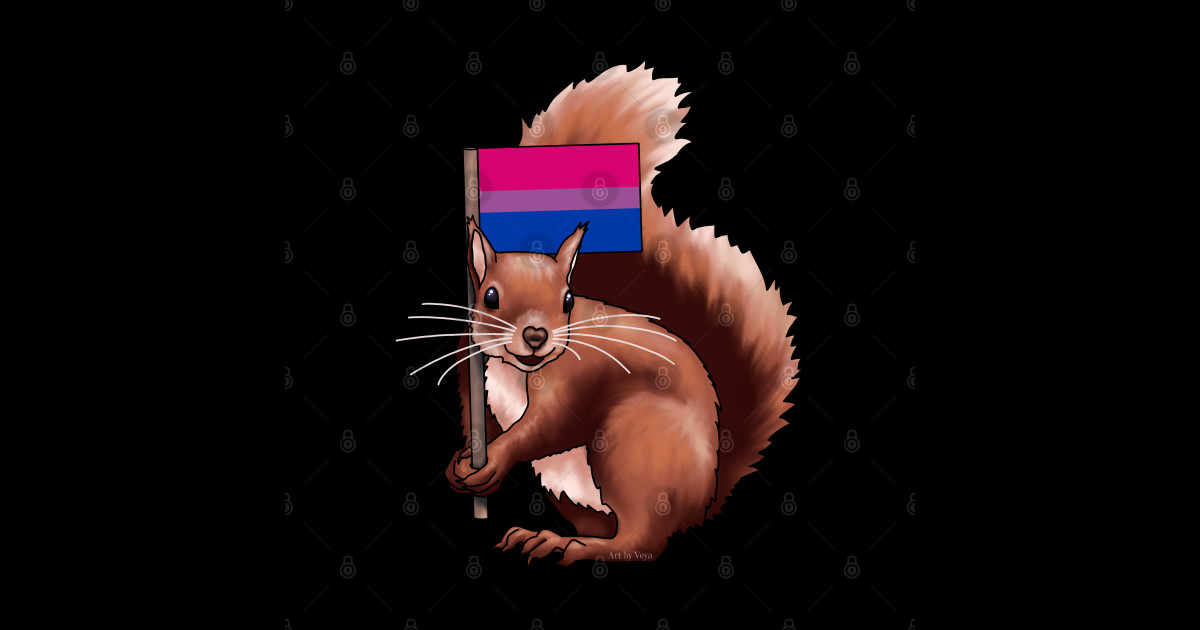 Squirrel with a Bi Flag - Squirrel - Sticker | TeePublic