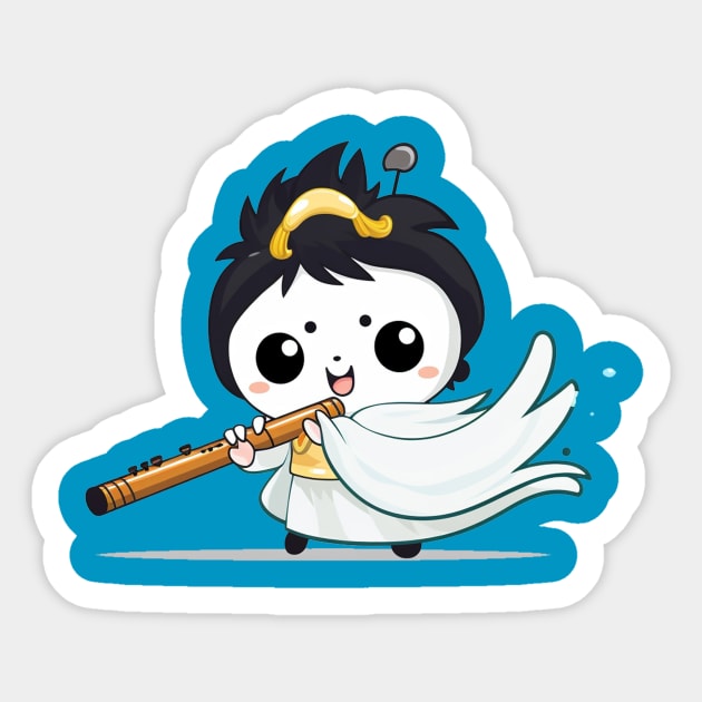 Chibi Mascot Flute Player - Music Instrument - Sticker | TeePublic
