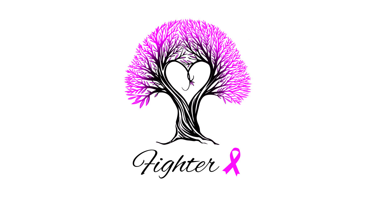 Breast Cancer Fighter Pink Ribbon Tree With Heart - Breast Cancer ...