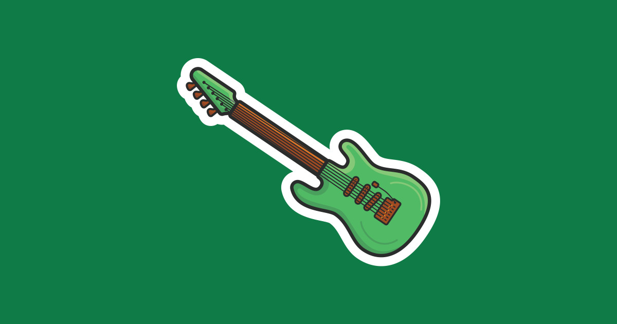 Guitar Music Cartoon Sticker vector illustration. Musical instrument ...