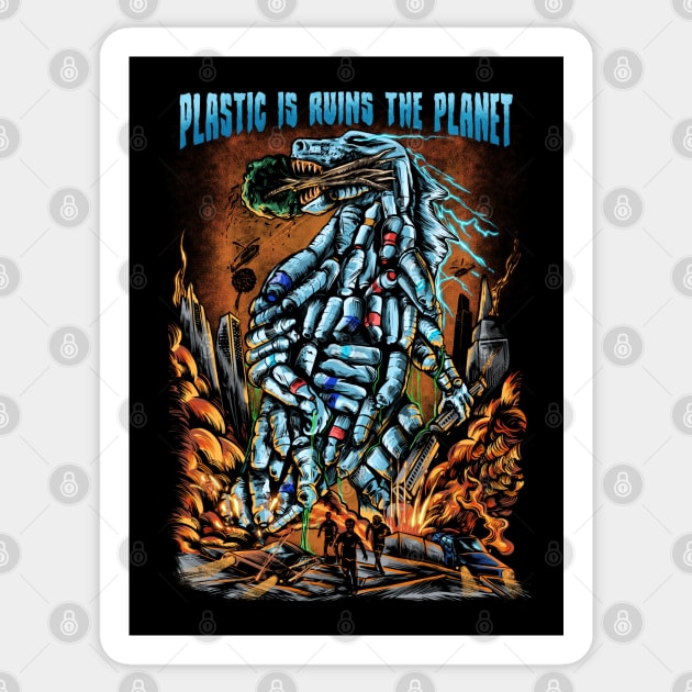 PLASTIC POLLUTION - Plastic Pollution - Sticker | TeePublic