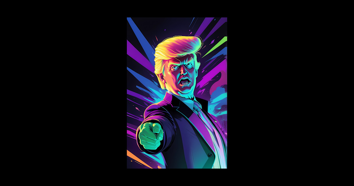 Vibrant Neon-Style Digital Illustration of Donald Trump - Donald Trump ...