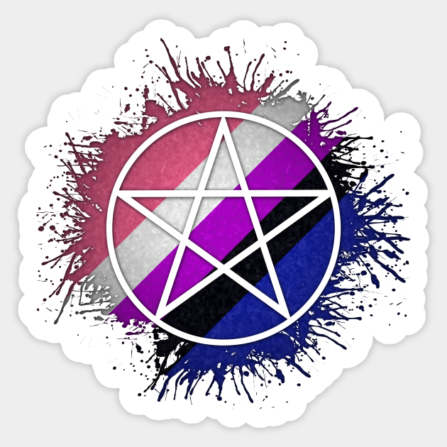 Paint Splatter Gender Fluid Pride Flag Pentacle Symbol - Gender Fluid ...