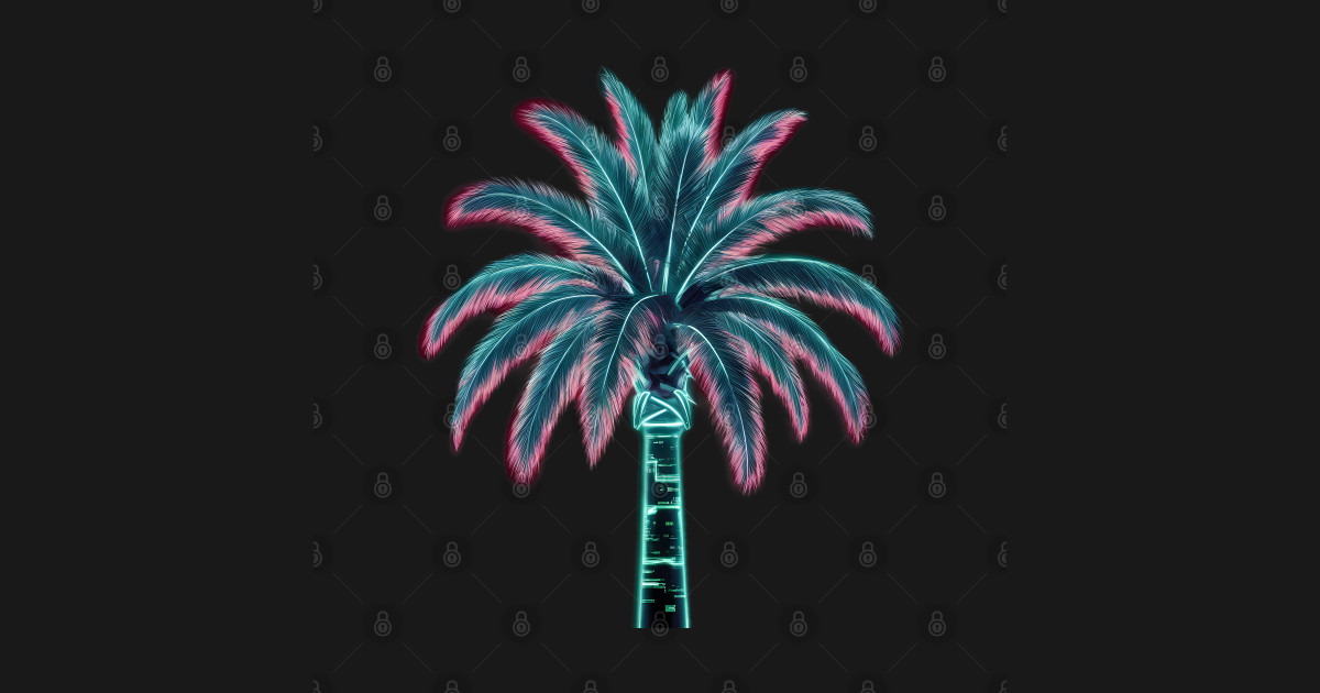 Synthwave palm tree - Synthwave Palm Tree - T-Shirt | TeePublic