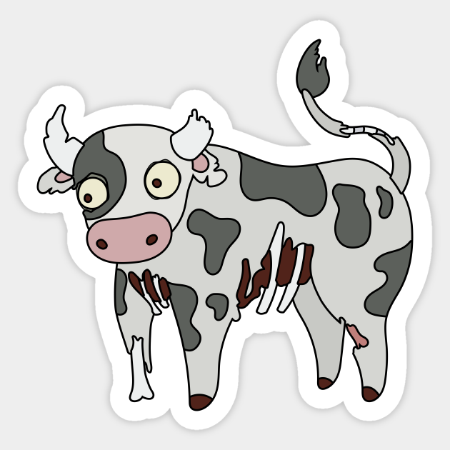 Zombie Cow Cartoon // Funny Halloween Zombie - Zombie Animals - Sticker ...