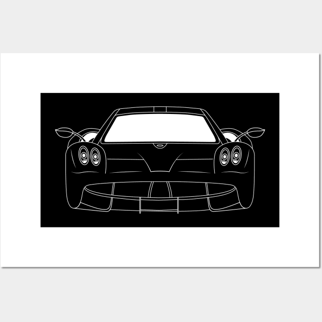 Pagani Huayra White Outline - Car - Posters and Art Prints | TeePublic