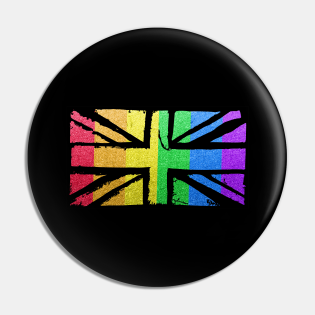 Rainbow British Flag - Heart - Pin | TeePublic