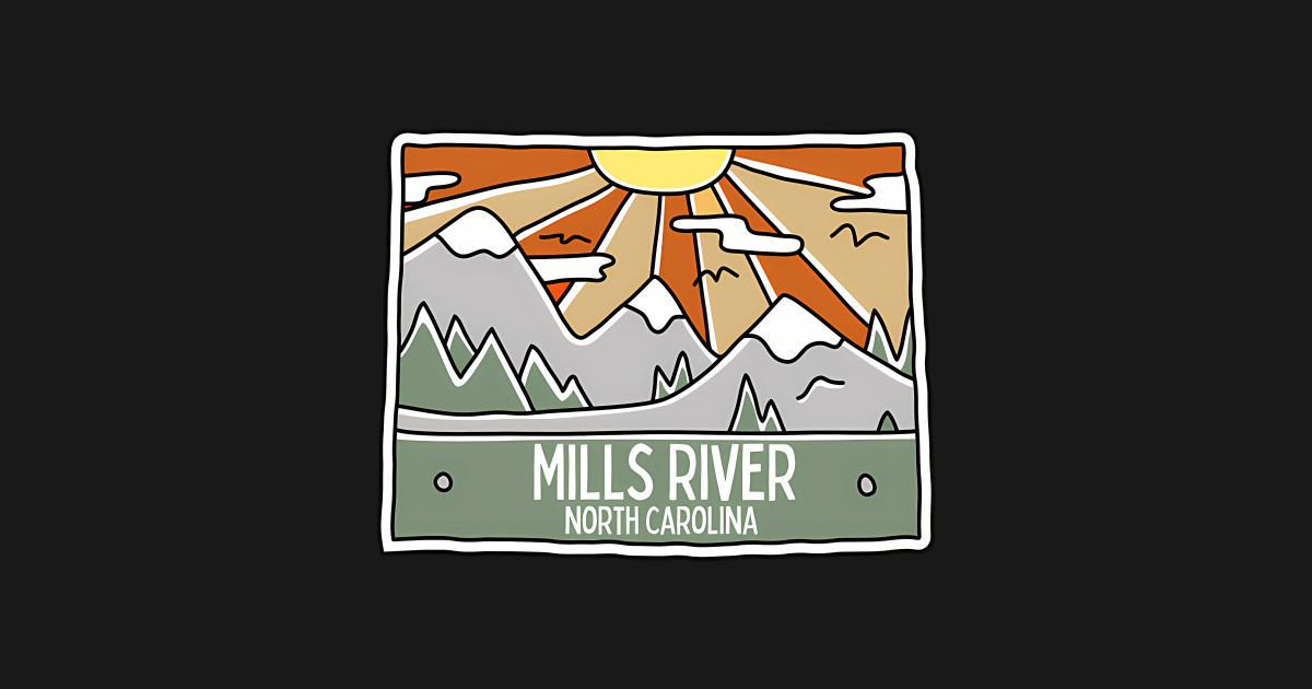 Mills River North Carolina - NC Mountain Forest Scene Hiking Doodle ...