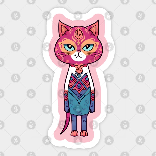 Funny Cartoon Boring Cat - Funny Cat - Sticker | TeePublic