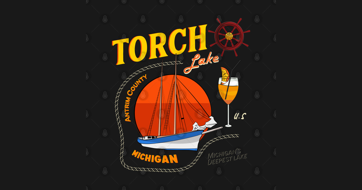 Torch Lake Michigan Vintage Tee - Torch Lake - T-Shirt | TeePublic