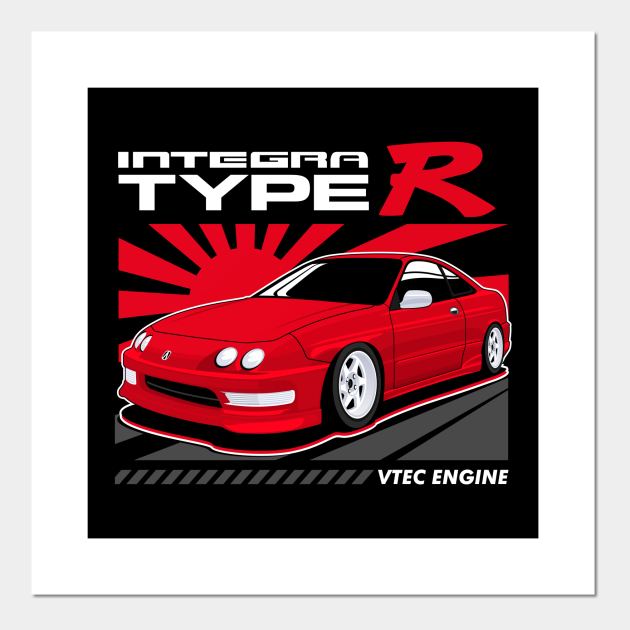 Acura Integra JDM Cars Red Candy - Integra Type R - Posters and Art ...