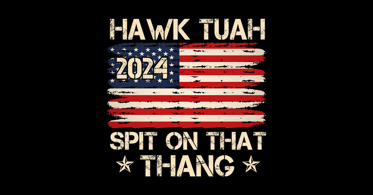 Retro US Flag Hawk Tuah 24 Spit On That Thang - Hawk Tuah 24 - Sticker ...