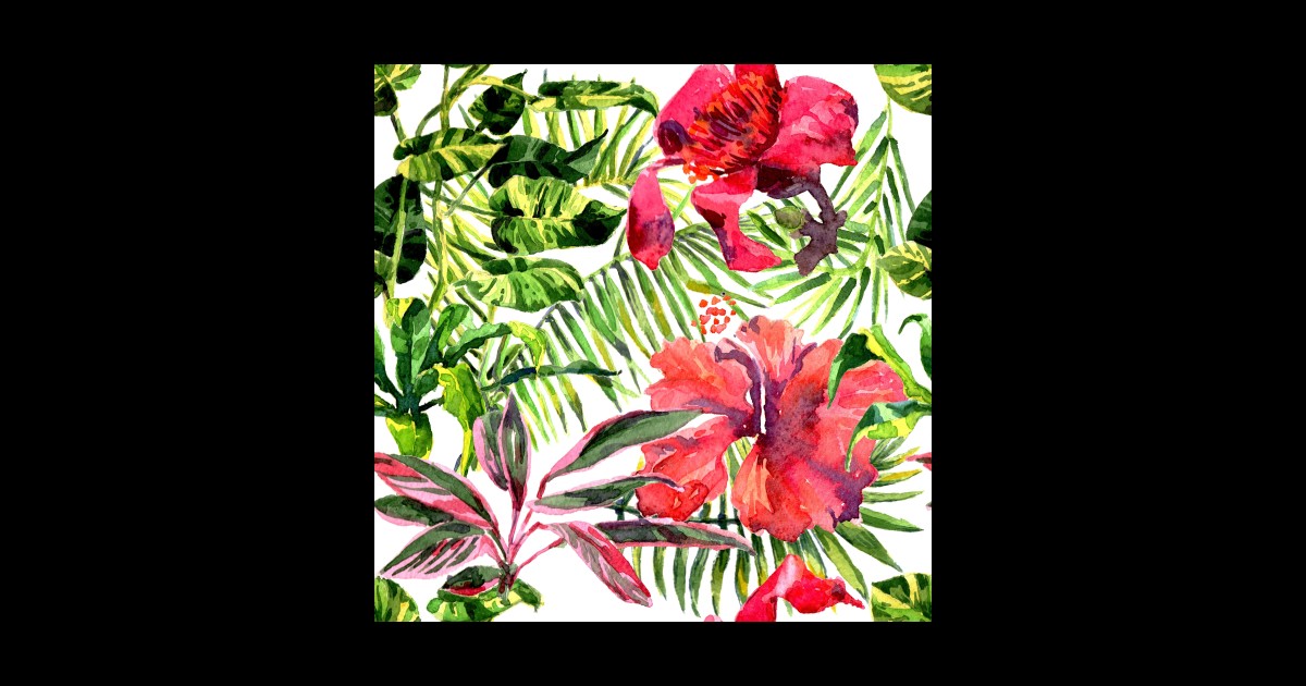 Tropical Background. watercolor tropical leaves and plants - Tropical ...