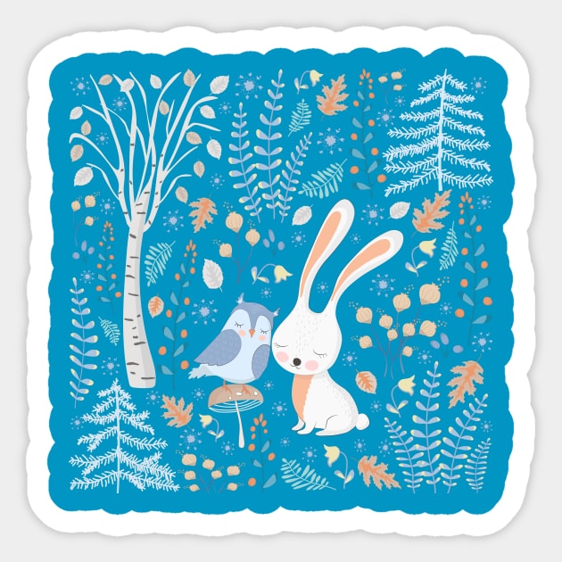 Cute Bunny and Owl - Bunny - Sticker | TeePublic