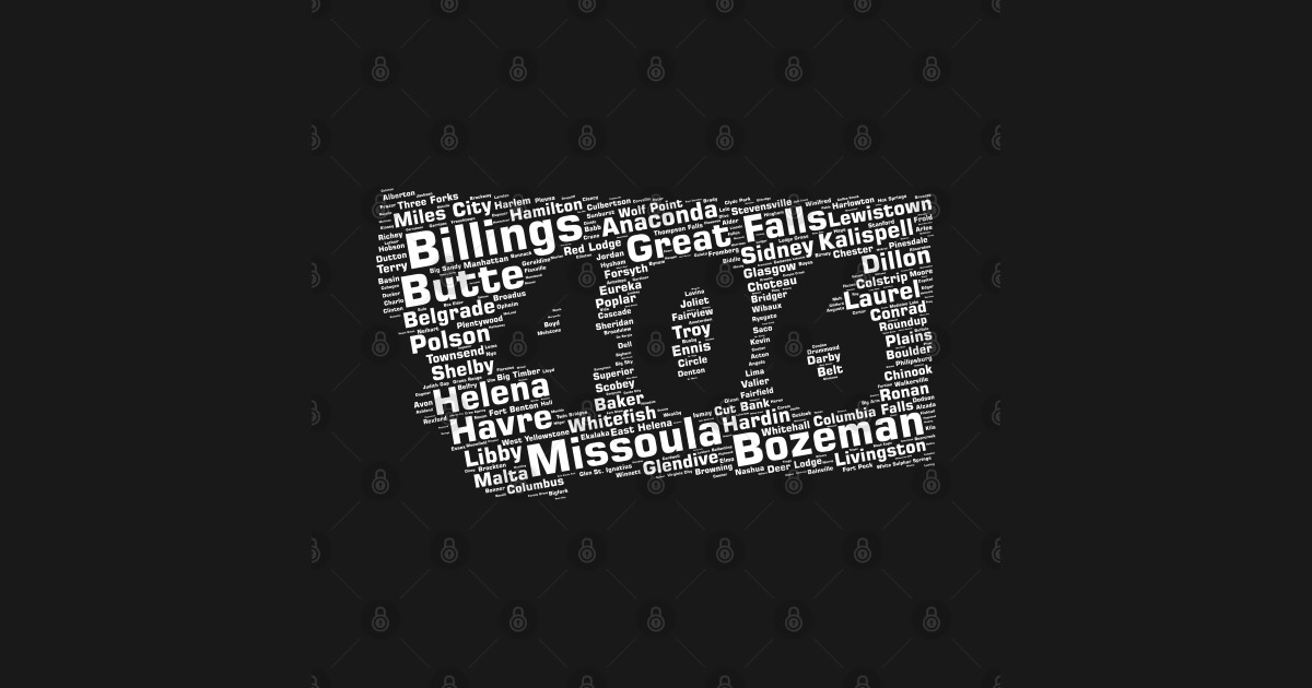 Montana Cities 406 Area Code - Montana - T-Shirt | TeePublic