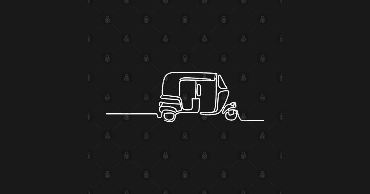 Auto Rickshaw Line Drawing - Transportation - T-Shirt | TeePublic