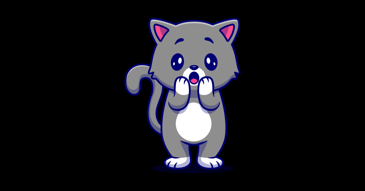 Cute Cat Shock Cartoon - Cute Cat Shock Cartoon - Sticker | TeePublic