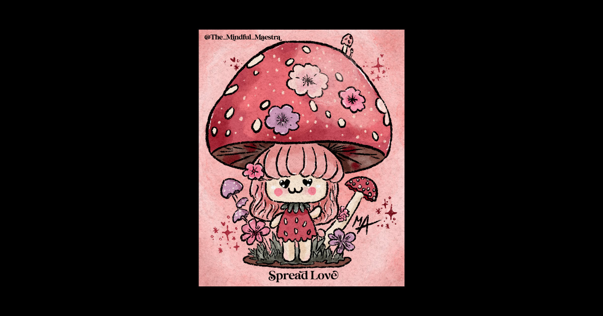 Chibi Pink Mushroom Toadstool - spread love like mushrooms spread ...