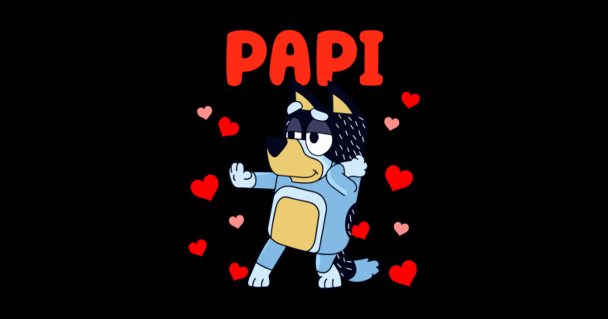 Vintage Heart Papi Bluey Cartoon - Grandfather - Sticker | TeePublic