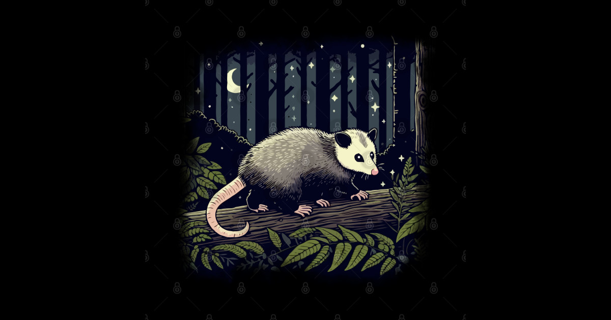 Opossum In Dark Forest - Dark Forest - Posters and Art Prints | TeePublic