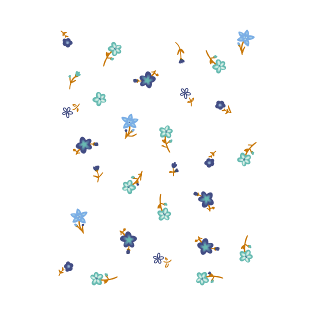 Coquette Aesthetic Ditsy Tiny Blue Flowers Pattern - Ditsy - Tapestry ...