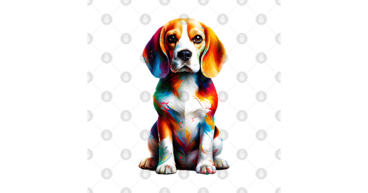 Artistic Splash Beagle Portrait in Colorful Style - Beagle - T-Shirt ...