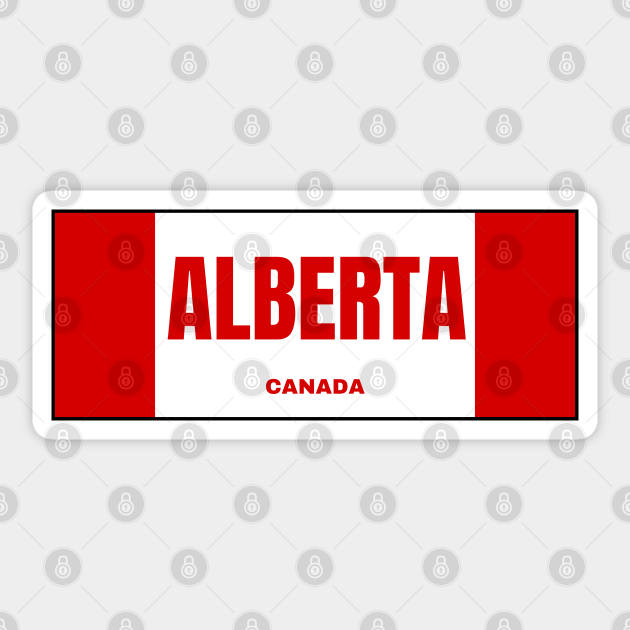 Alberta in Canadian Flag Colors - Alberta Canada - Sticker | TeePublic