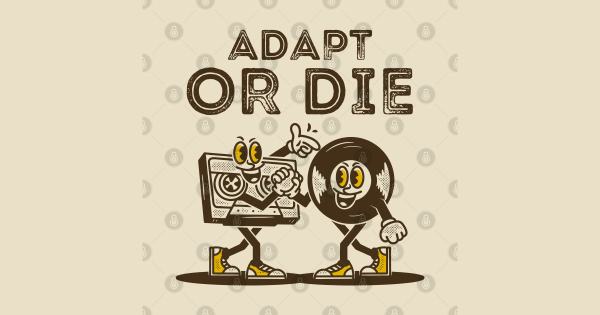 Adapt or Die Funny Old School 1990s - Adapt Or Die - T-Shirt | TeePublic