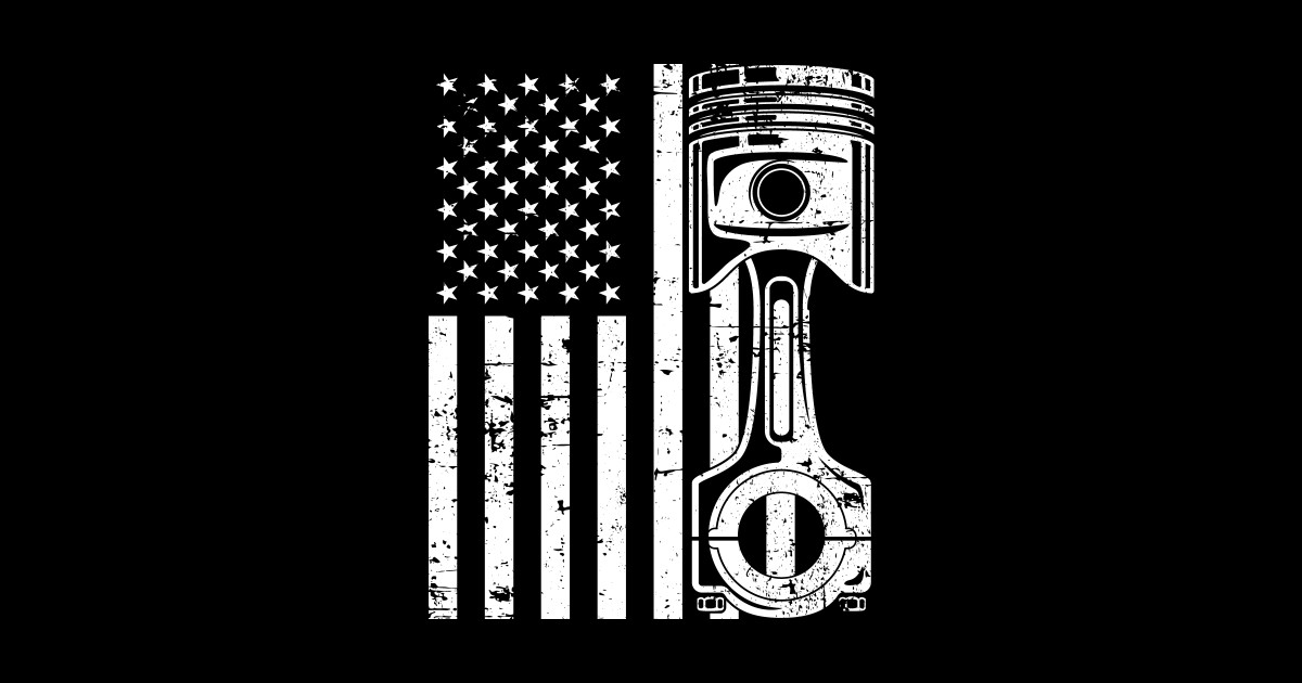 Patriotic American Flag Piston Muscle Car Vintage Distressed - Flag ...