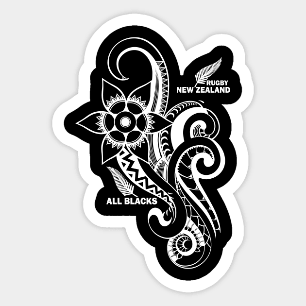 All Blacks Rugby New Zealand Maori Tattoo Design - Rugby - Sticker ...